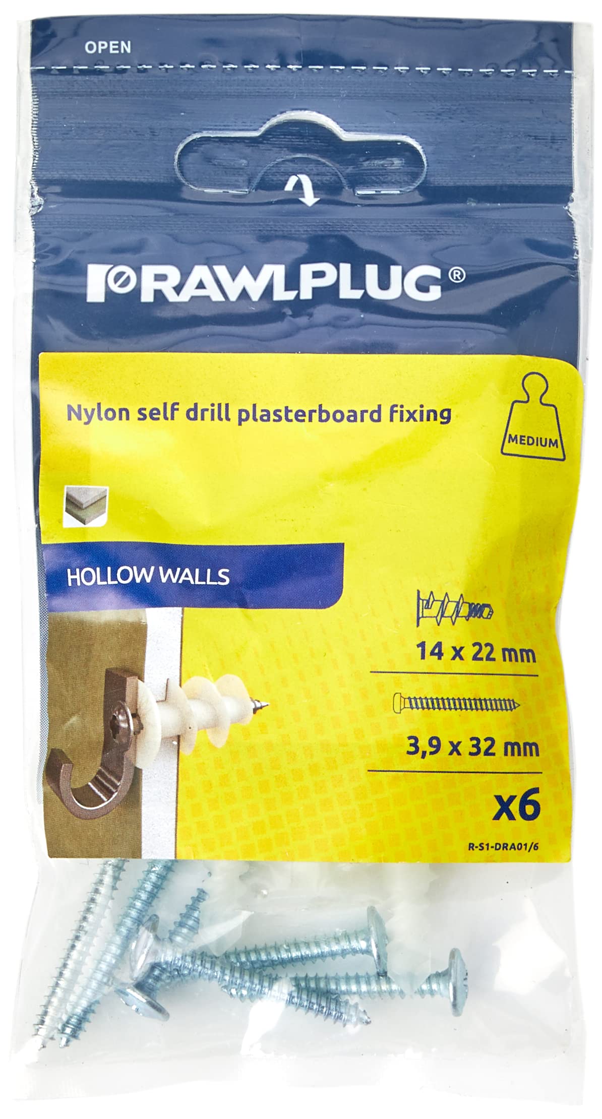 Rawlplug 07 005 Nylon Selfdrill Plasterboard Fixing (Pack of 6 ...