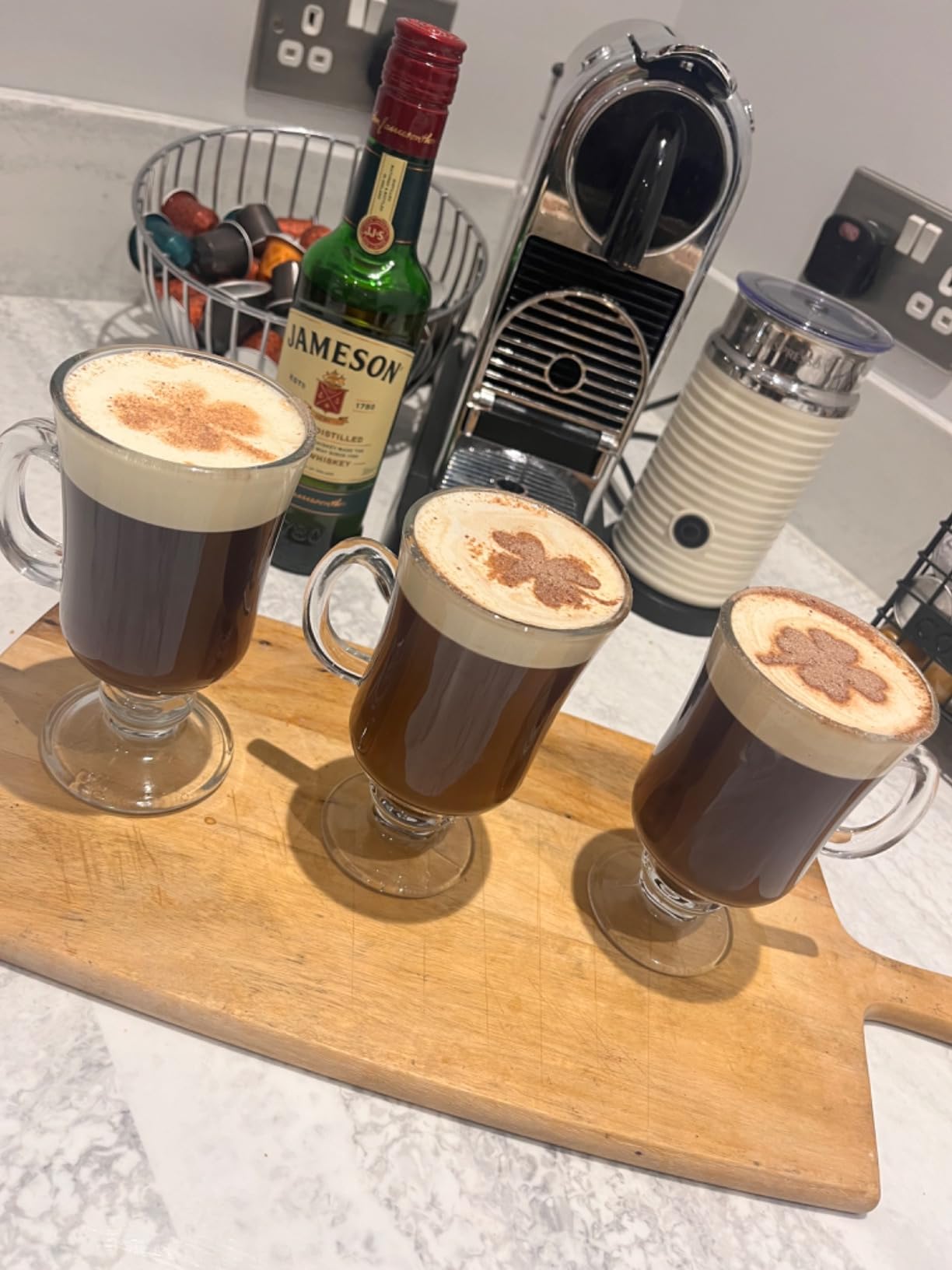 bar@drinkstuff Irish Coffee Serving Set with 4 x Irish Coffee Glasses ...