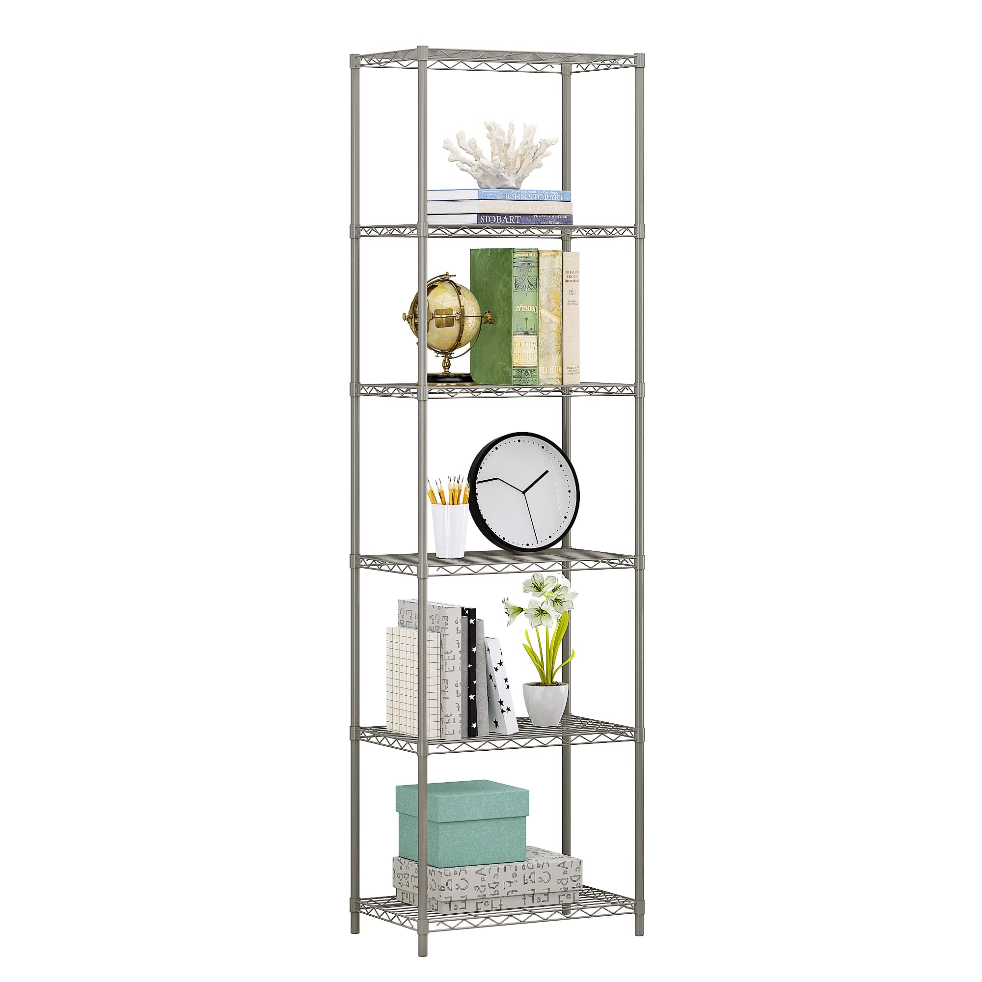 JEROAL 6 Tier Wire Shelving, Metal Wire Shelf Storage Rack, Durable ...