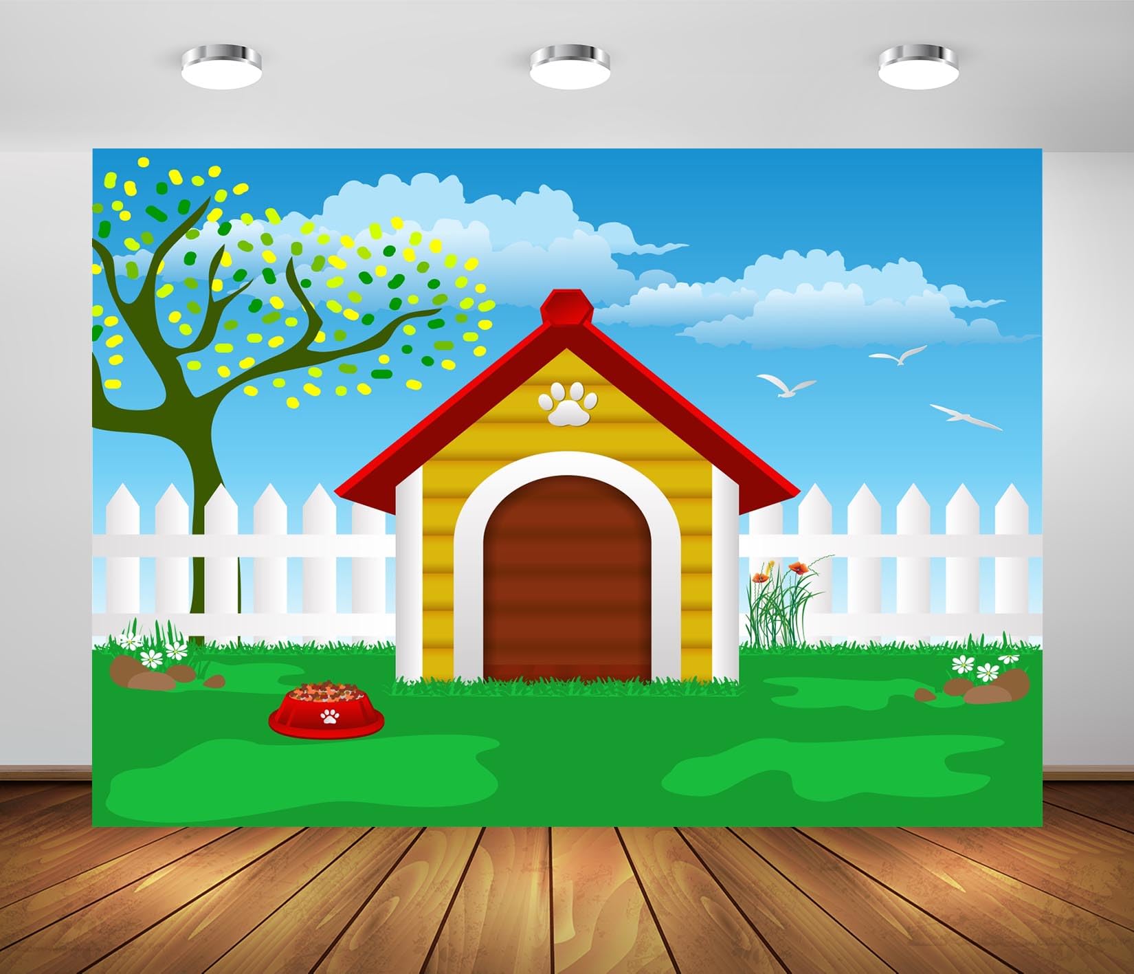 Amazon.com : BELECO 5x3ft Fabric Cartoon Pets House Backdrop Doghouse ...