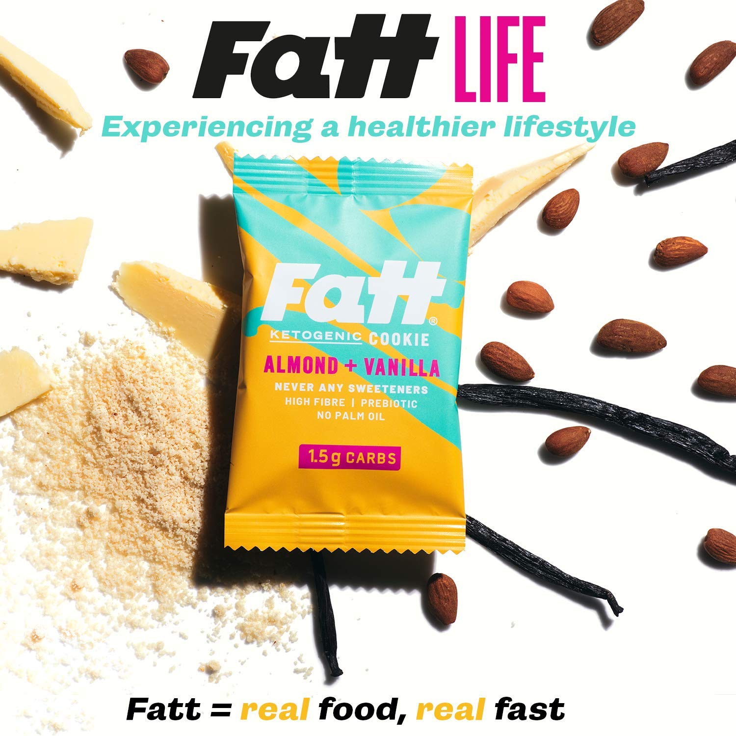 Fatt (Fattbar) Keto Butter Cookies (Almond & Vanilla, 5-Pack) | New ...