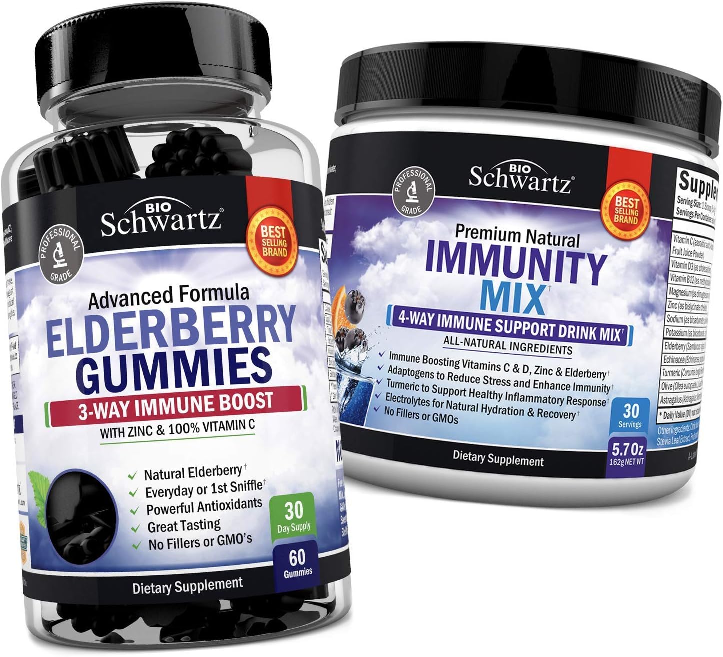 Amazon.com: Natural Sambucus Elderberry Gummies + Immunity Drink Mix ...