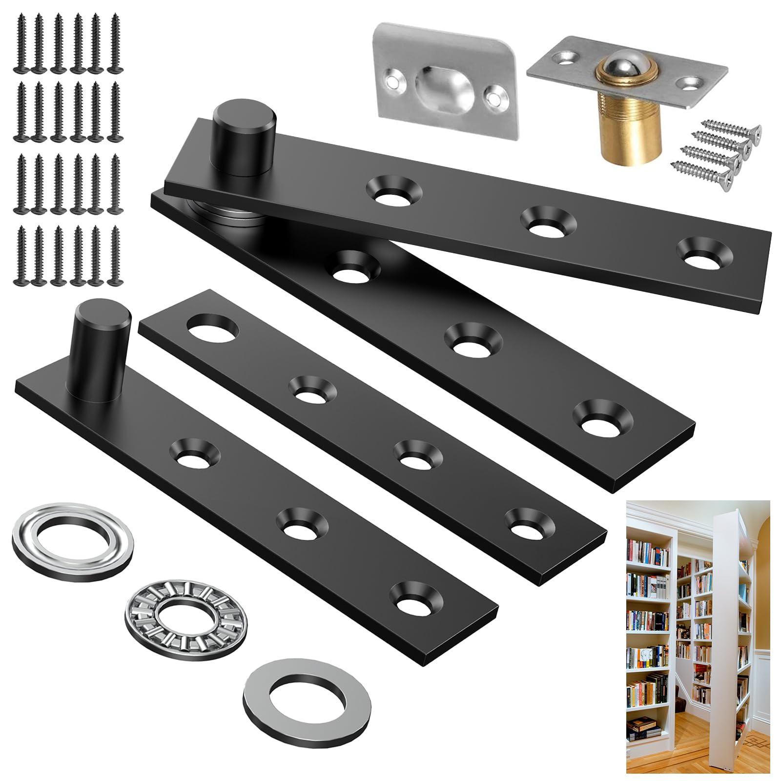 Snapklik.com : Black Pisman Small Hidden Pivot Hinges - Heavy Duty 360 ...