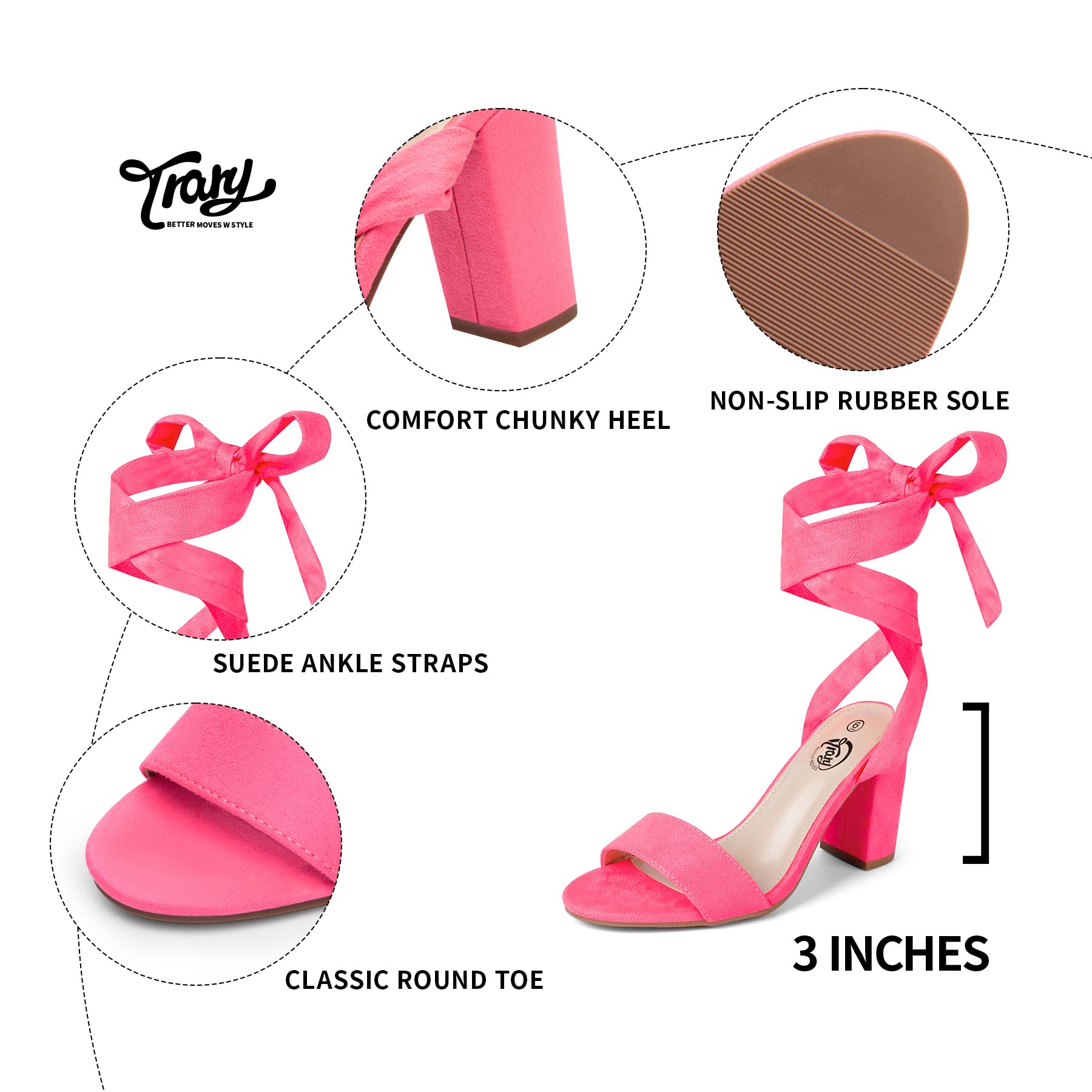 Snapklik.com : Pink Heels, Hot Pink Heels Chunky, Strappy Heels,Light ...