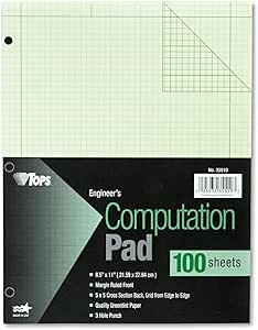 Amazon.com : TOPS 35510 Engineering Computation Pad, Grid to Edge, 8 1/ ...