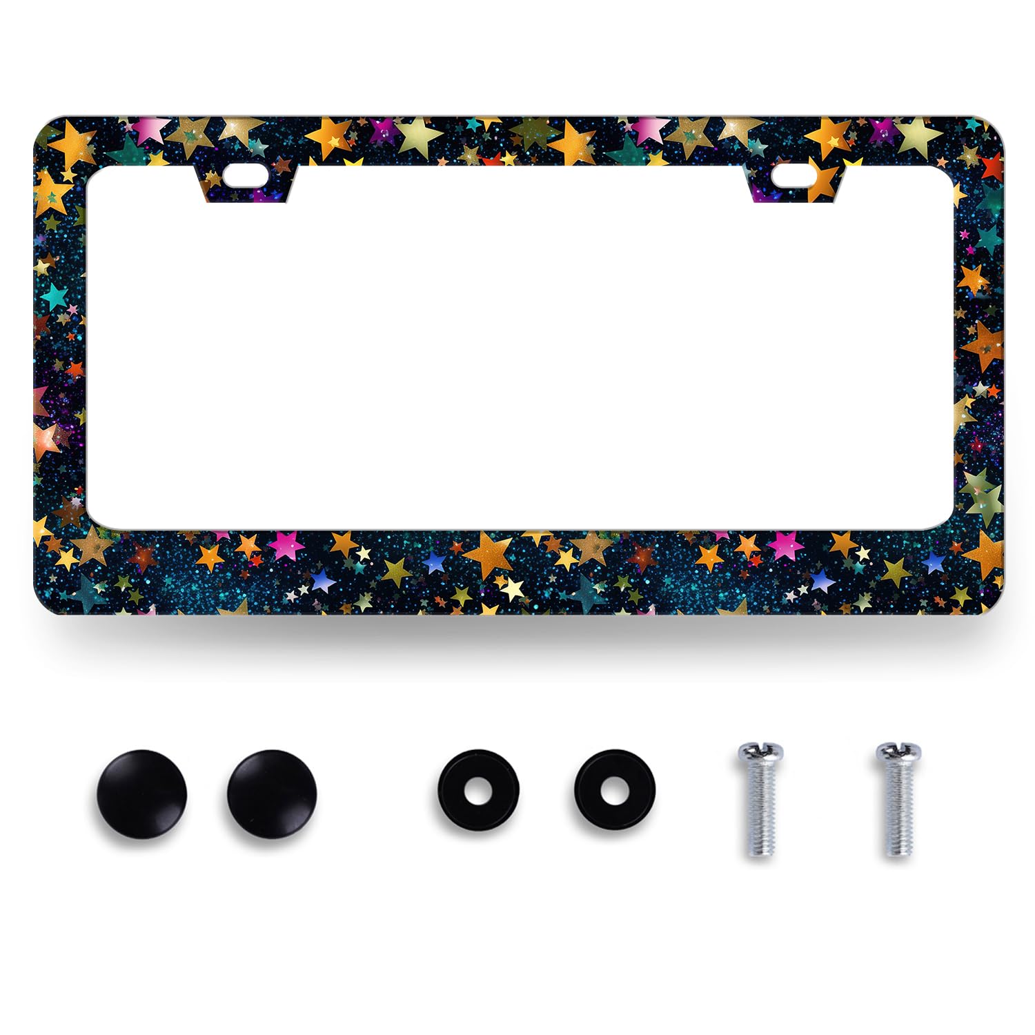Amazon.com: Glitter Stars License Plate Frame Colorful Bright Neon ...