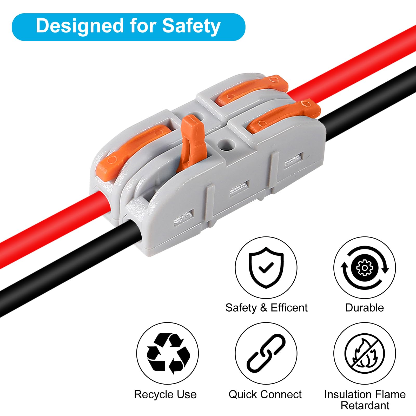 Snapklik.com : 50PCS Lever Wire Connectors, 1 To 1 Inline Assemblable ...