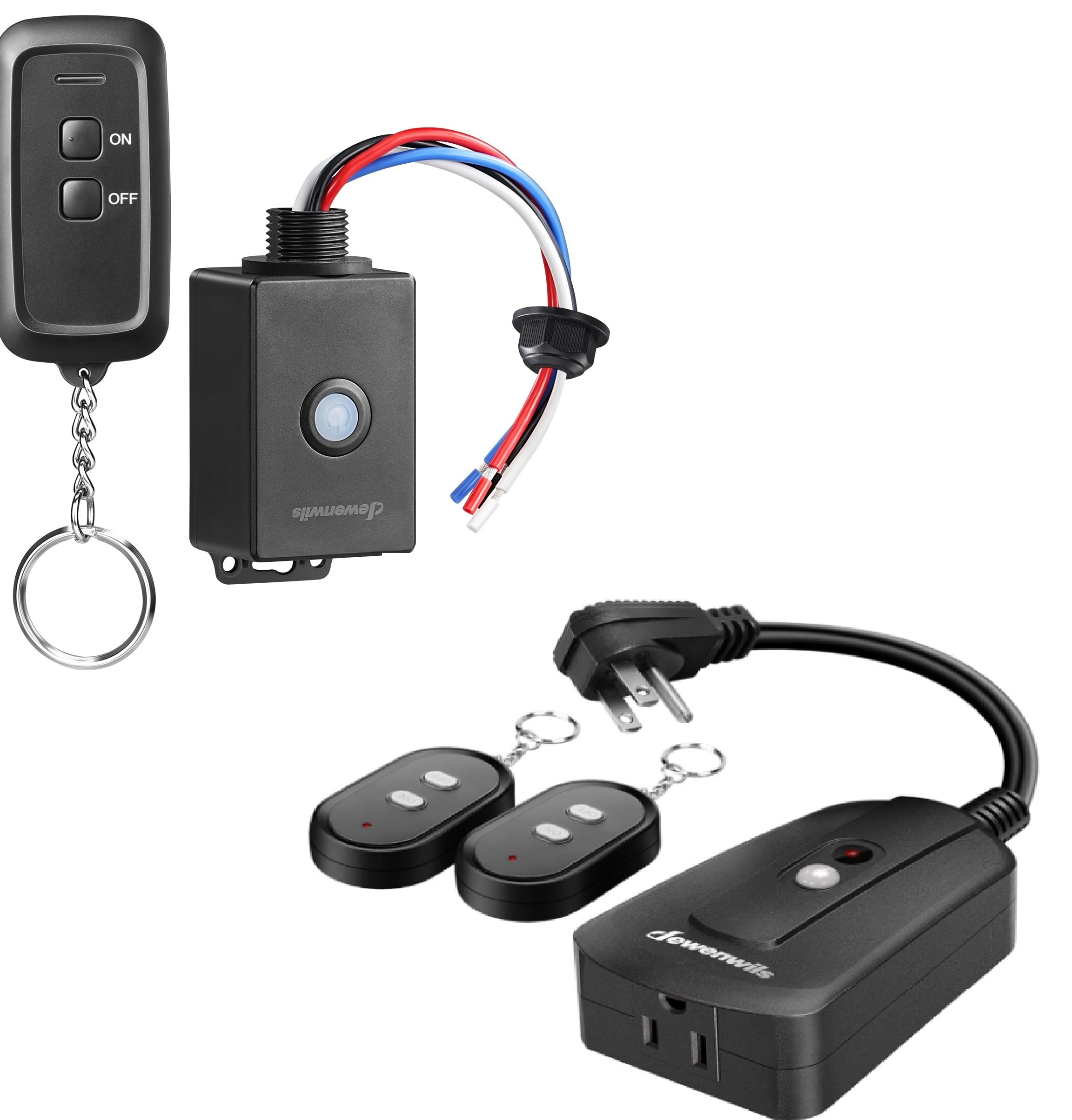 DEWENWILS Outdoor Wireless Light Switch and Receiver Kit, 15A/1800W, No ...