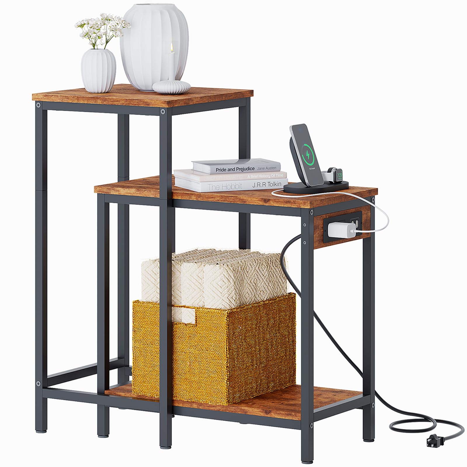TRIFEBLE End Table Set of 2 with Charging Station