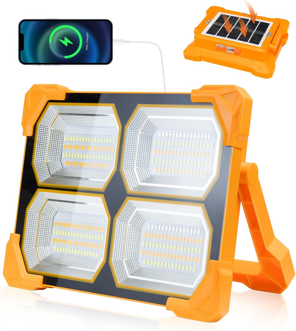 AKOFUN 200W LED Solar Work Light Rechargeable, 16000LM Magnetic ...