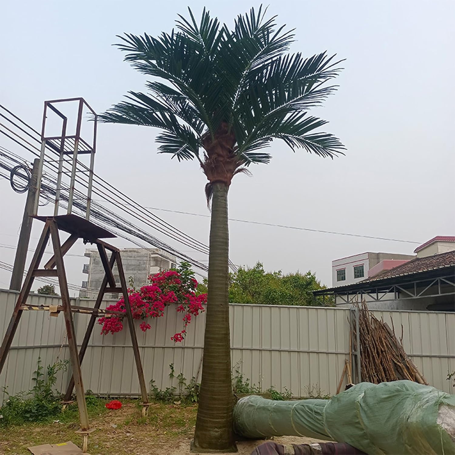 Amazon.com: ESRADA Faux Palm Tree Tall Fake Tropical Golden Cane Palm ...