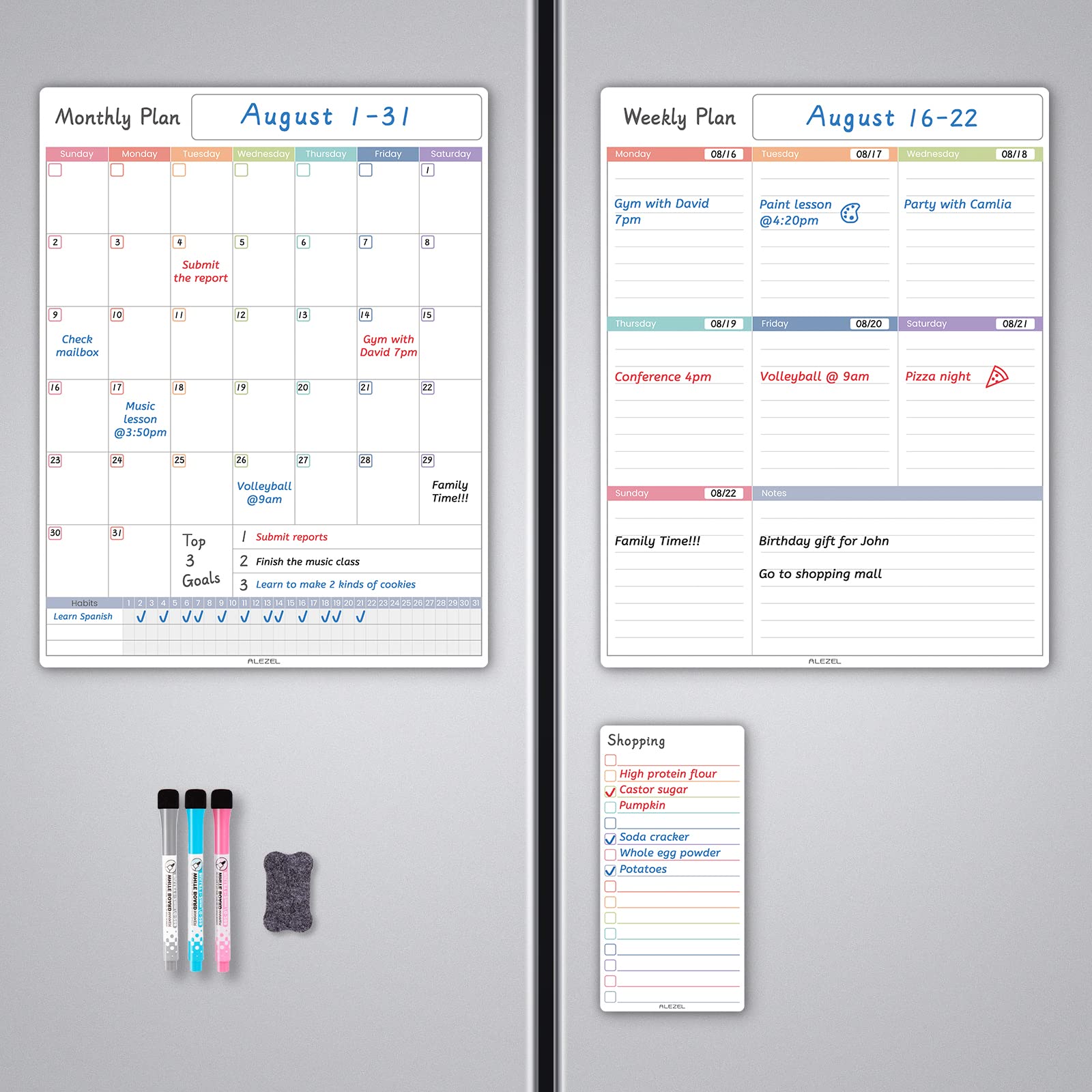 Snapklik.com : ALEZEL Magnetic Fridge Calendar Whiteboard, Dry Erase ...