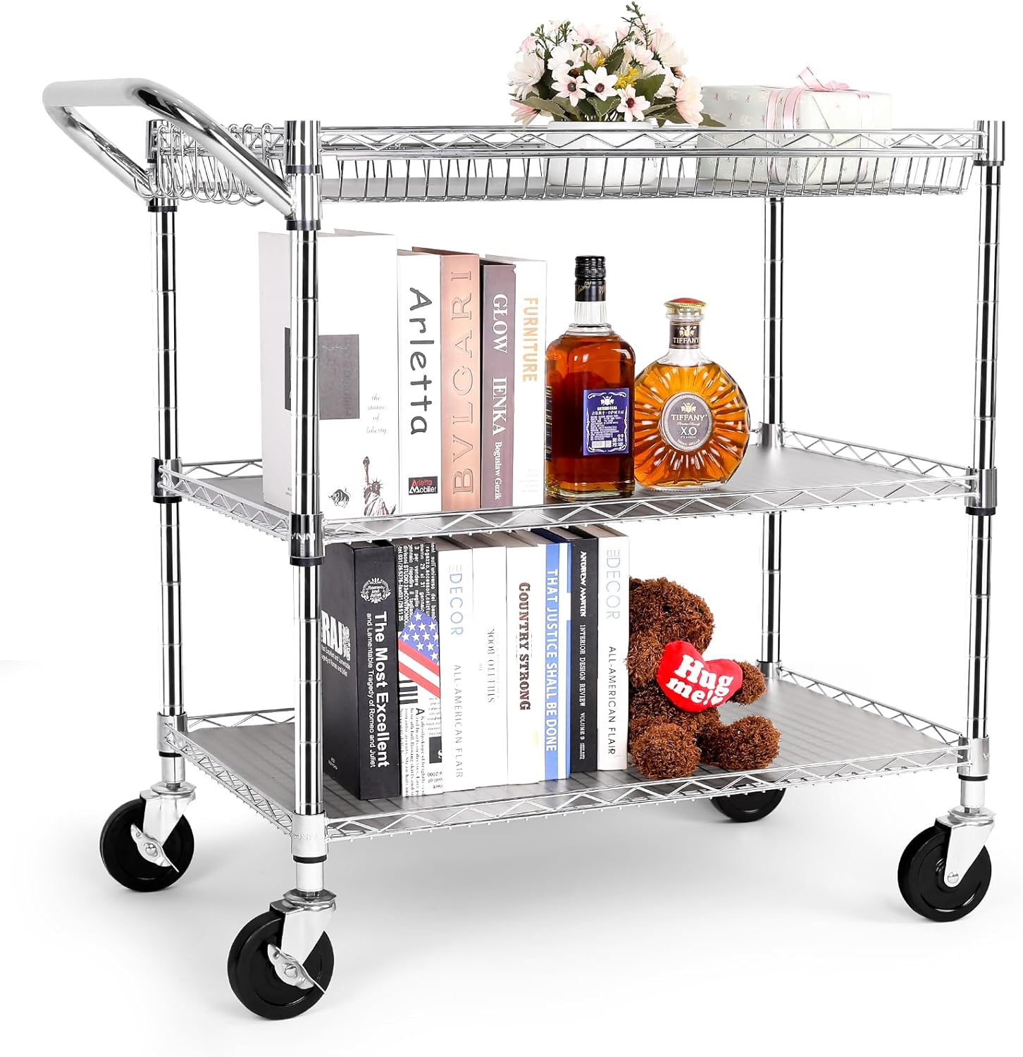 Amazon.com: YNN Chrome Utility Rolling Cart,990Lbs 3 Tier Heavy Duty ...