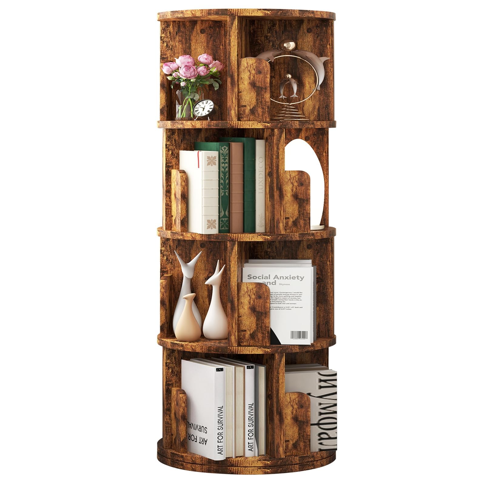 Snapklik.com : Oneinmil 360 Rotating Bookshelf, Small Corner Bookcase