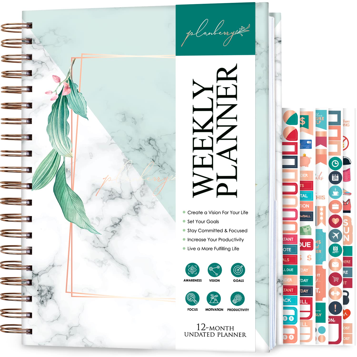 PLANBERRY Large Weekly Planner Premium – Undated Life & Budget Planner ...