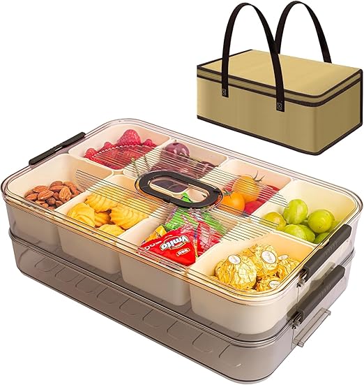 Amazon.com | 2 Pcs Snack tray with lid, Snackle Box Container, divided ...