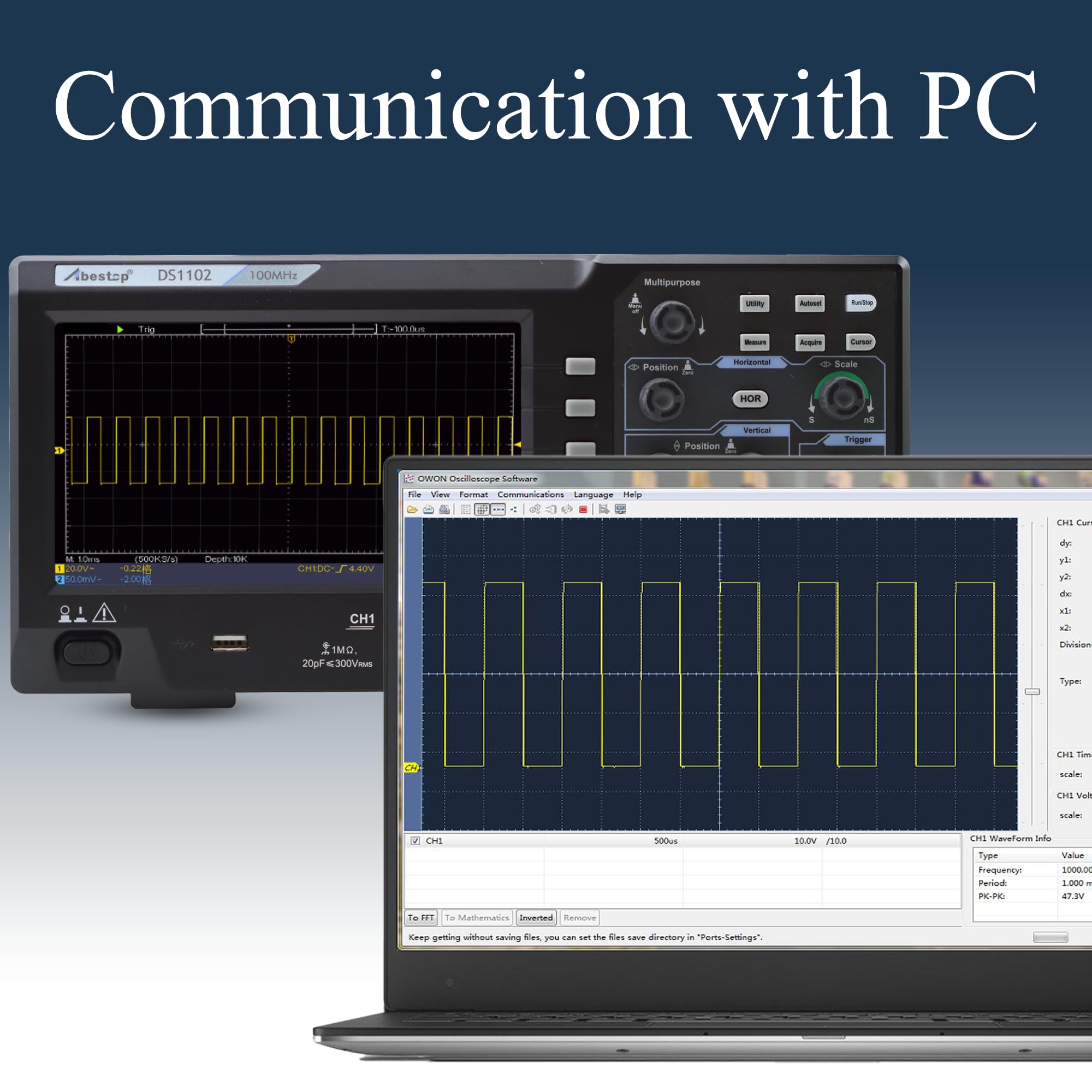 Snapklik.com : Abestop 100MHz Oscilloscope Desktop Storage Oscilloscope ...