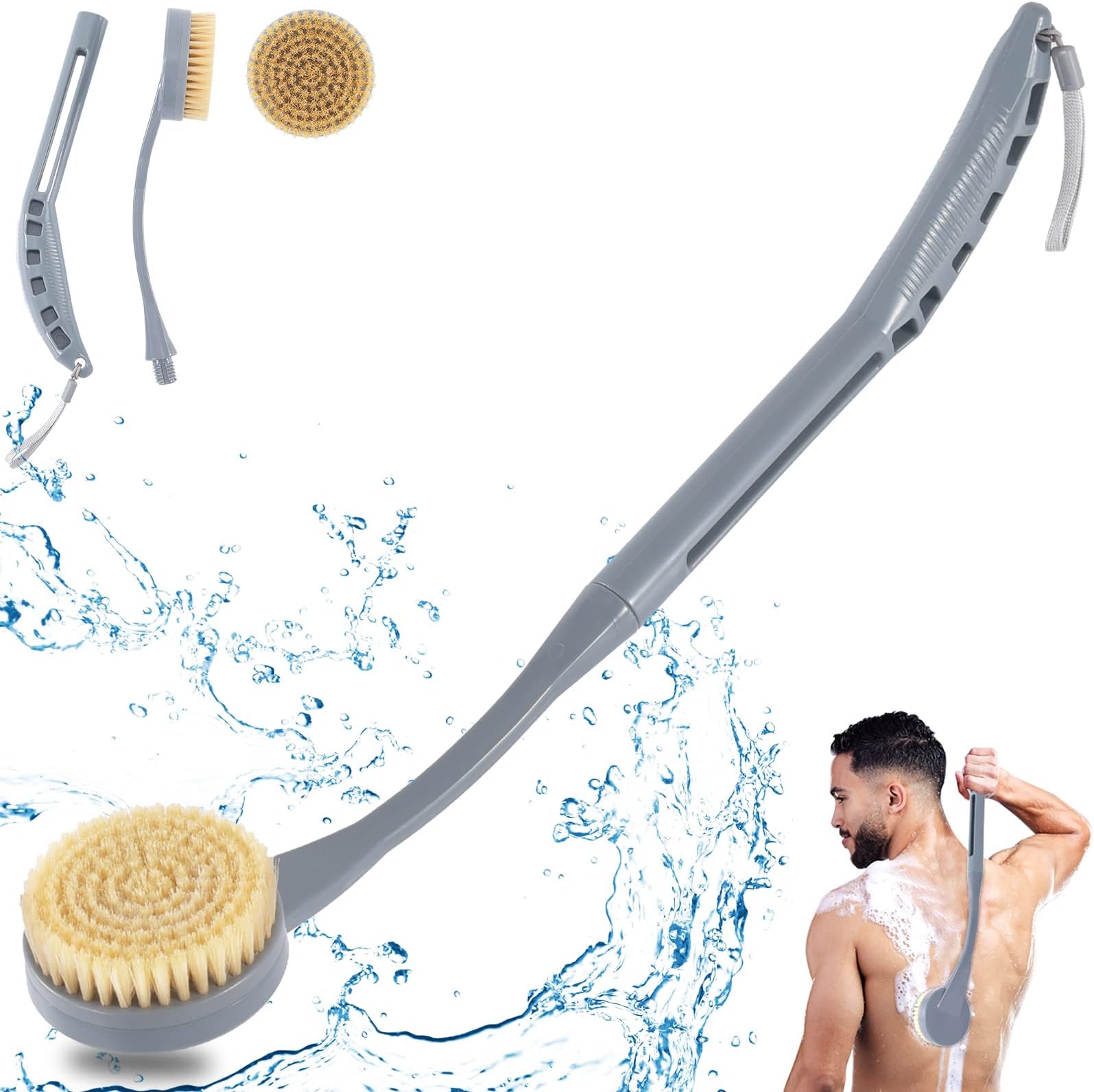 Amazon.com : Back Brush Long Handle for Shower, 20.5” Back Bath Brush ...
