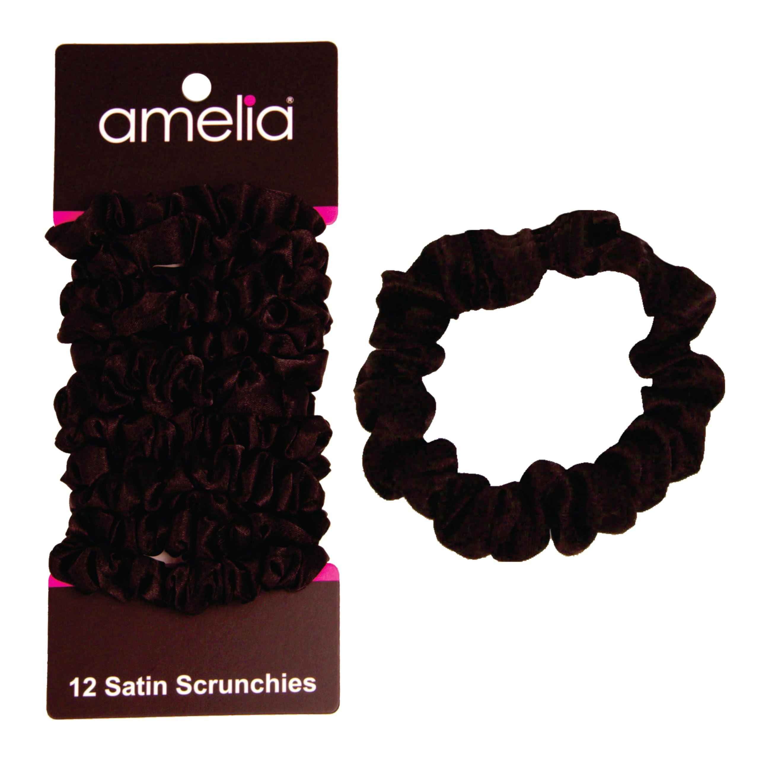 Amazon.com : Amelia Beauty, Black Satin Small Scrunchies, 12-Pack – No ...