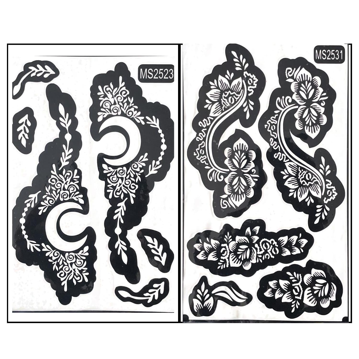 SAAZRA Mehndi Stencils for Hands - Stunning Mehendi Stencil Kit with ...