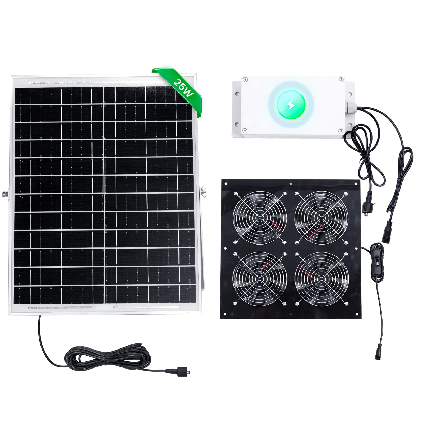 Snapklik.com : Solar Powered Fan W Battery, 25w Solar Panel Exhaust Fan ...