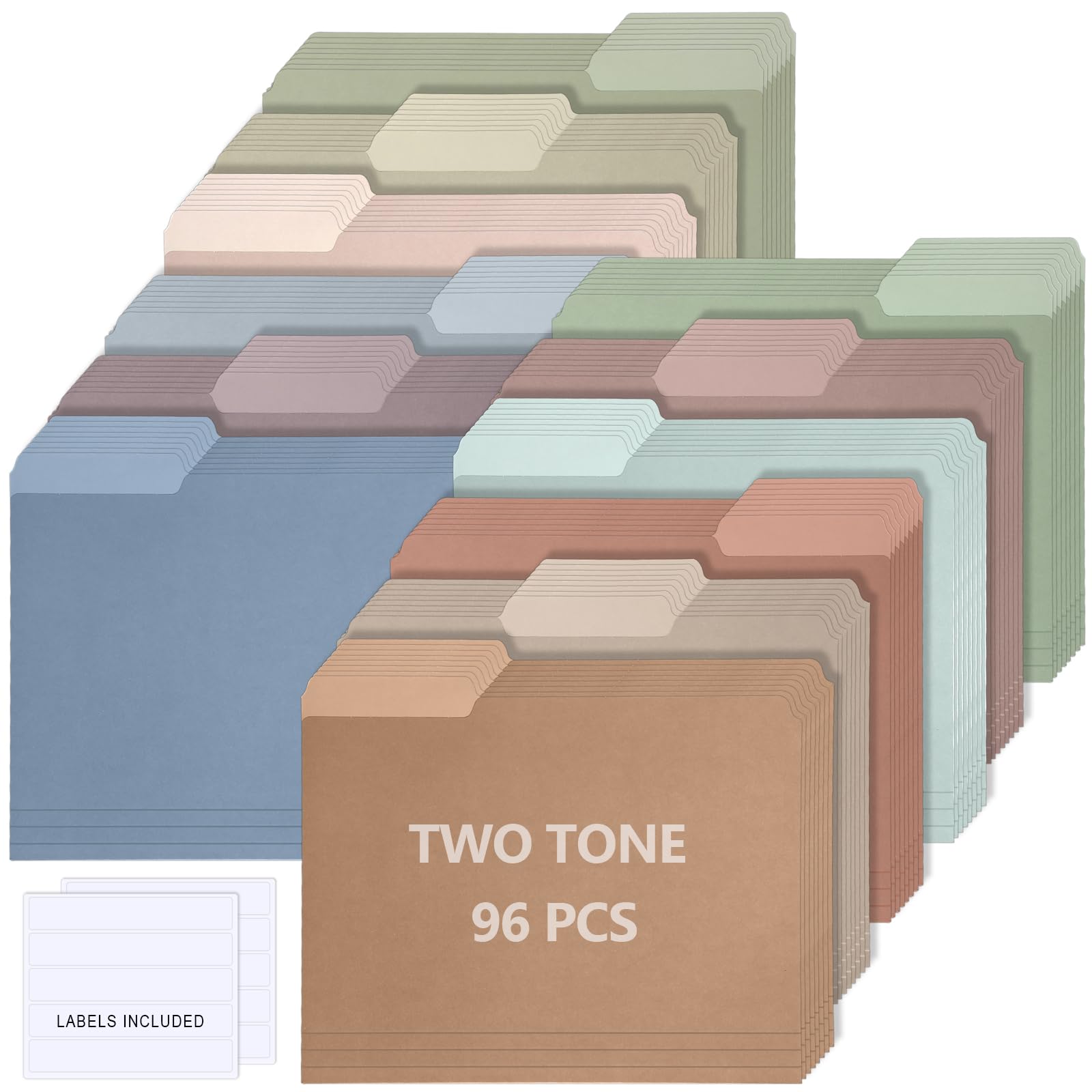 Amazon.com : gisgfim 96 Pcs Two Tone Colored File Folders 1/3 Cut Tab ...