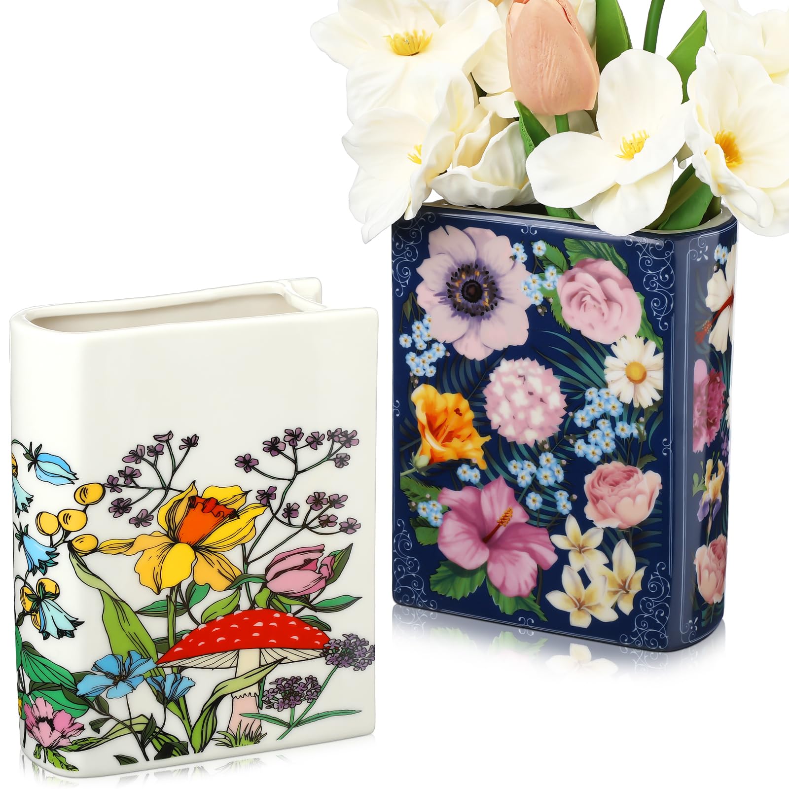 Amazon.com: Uiifan 2 Pcs Ceramic Book Shaped Vase Small Book Shaped ...