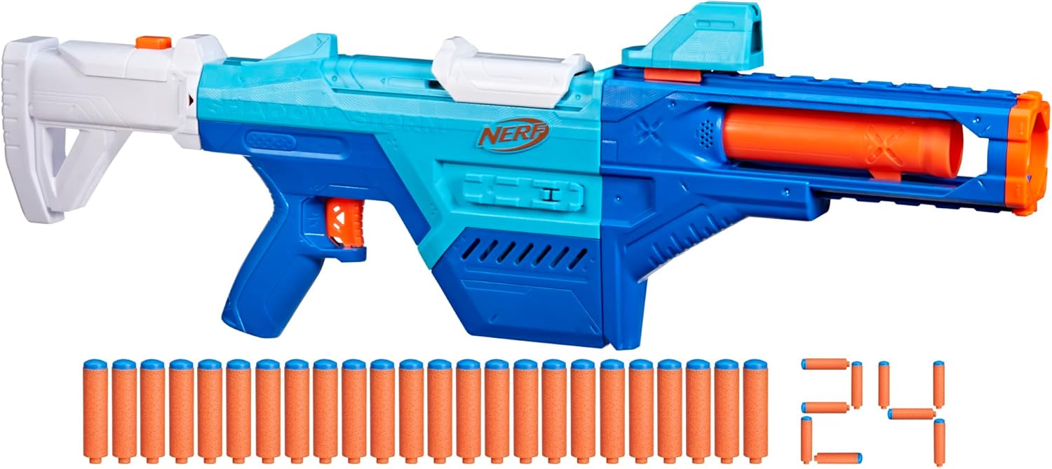 Amazon.com: Nerf N Series Shadow Storm Dart Blaster, Stock, Barrel, Sight, 24 Nerf N1 Darts ...