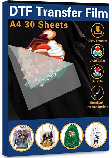 DTF Transfer A4 30 hojas, hojas de papel de transferencia de calor PET para bricolaje, impresión ...