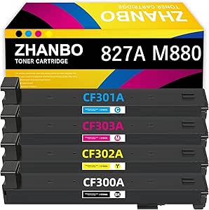 Amazon.com: ZHANBO CF300A CF301A CF302A CF303A Remanufactured Toner Cartridge 827A Compatible ...