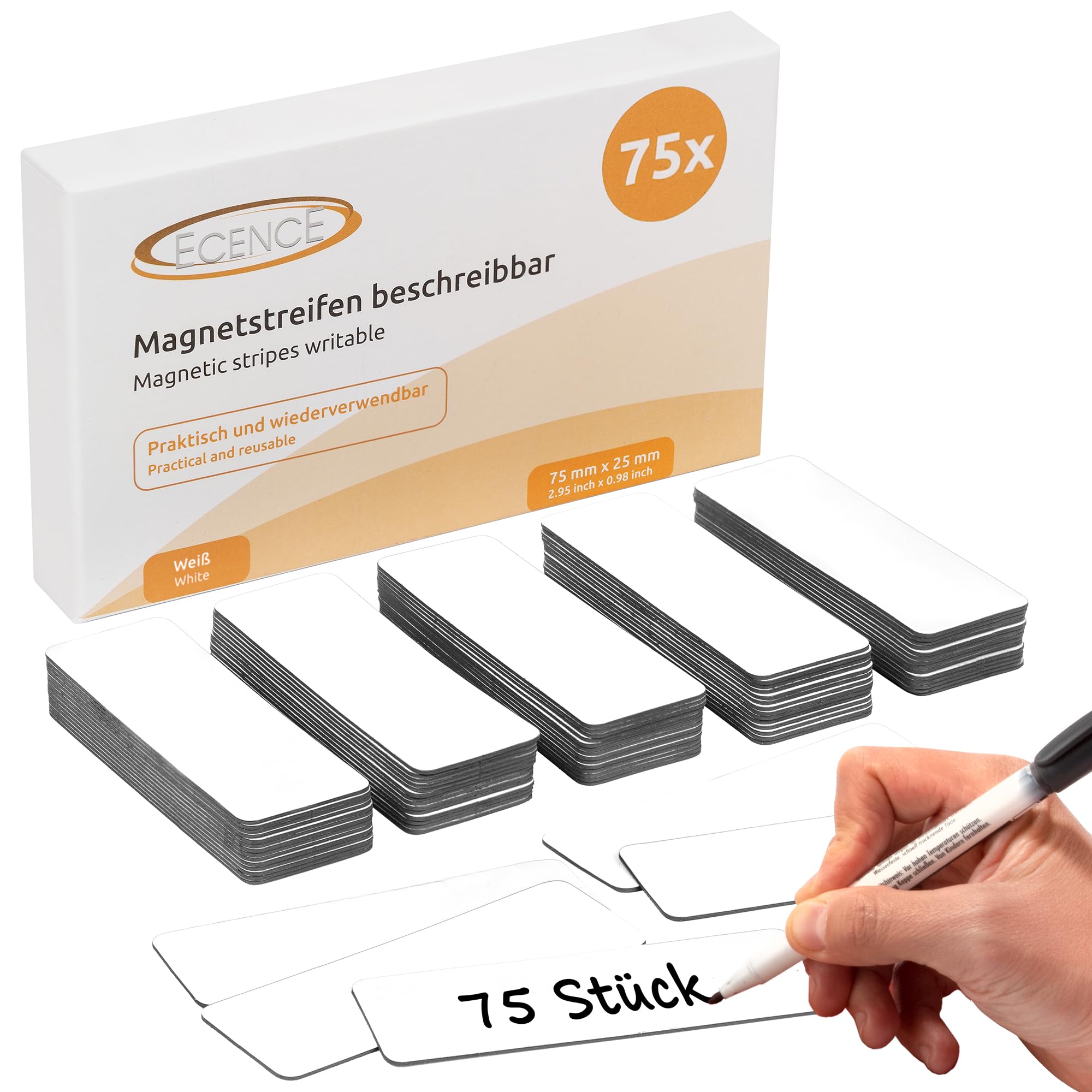 ECENCE Dry Erase Magnetic Labels 75pcs Reusable Magnetic Name Tags 2 ...