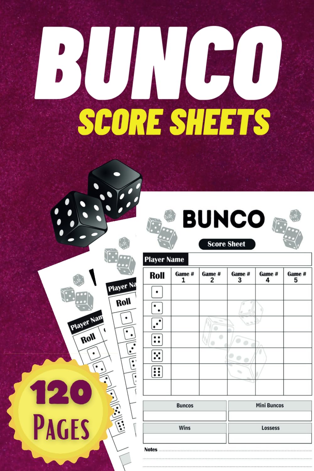 Bunco Score Sheets: Bunco score pads with size 6 x 9 Inches, 120 Score ...