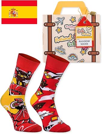 Amazon.com: Rainbow Socks - Men Women Novelty Socks Spain Suitcase - 1 ...