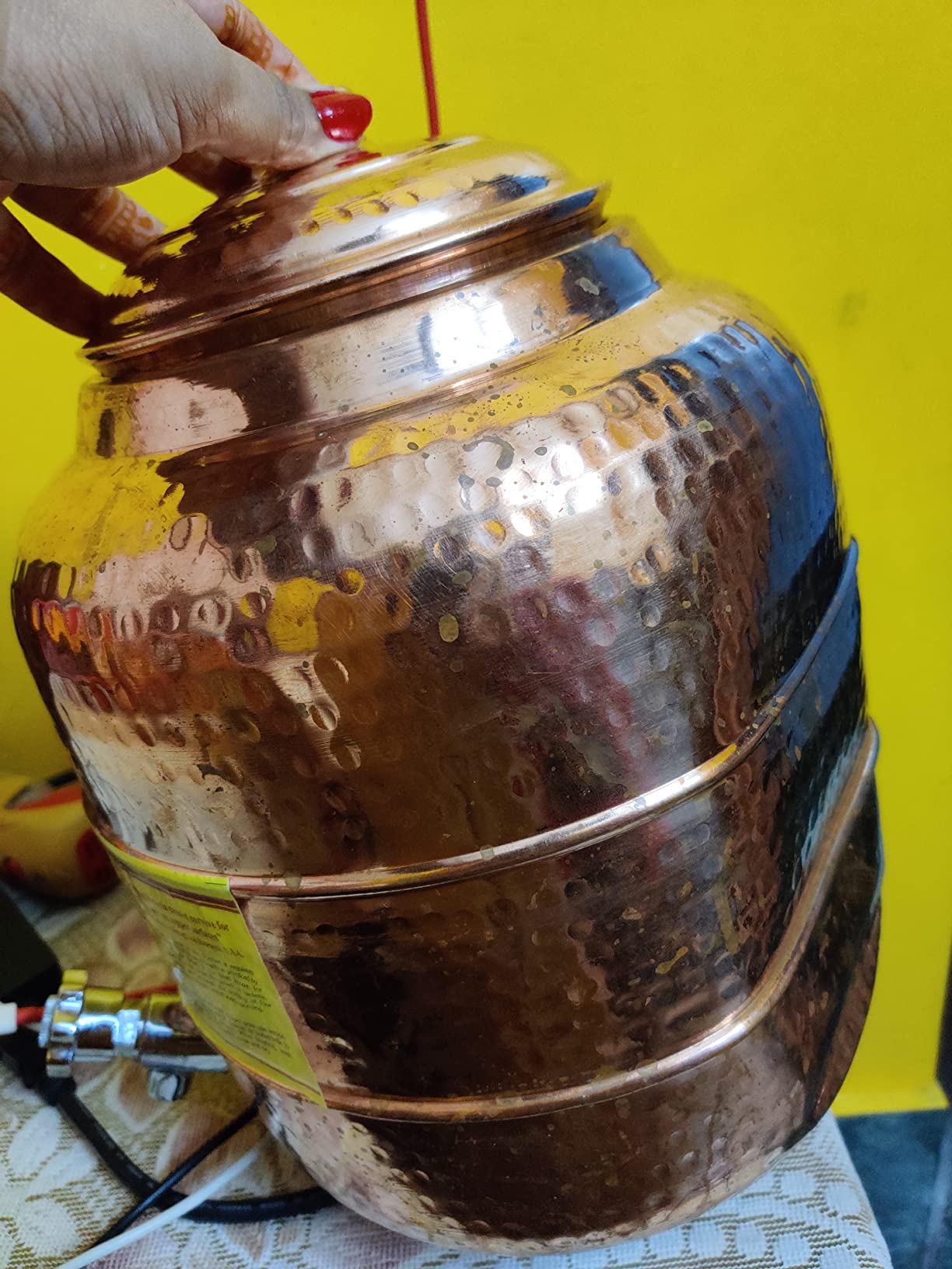 Buy Taluka Copper Water Dispenser Container Pot Tank Matka with Brass ...