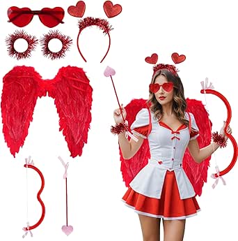 Amazon.com: 7 Pcs Valentine's Day Cupid Costume Set Princess Angel ...