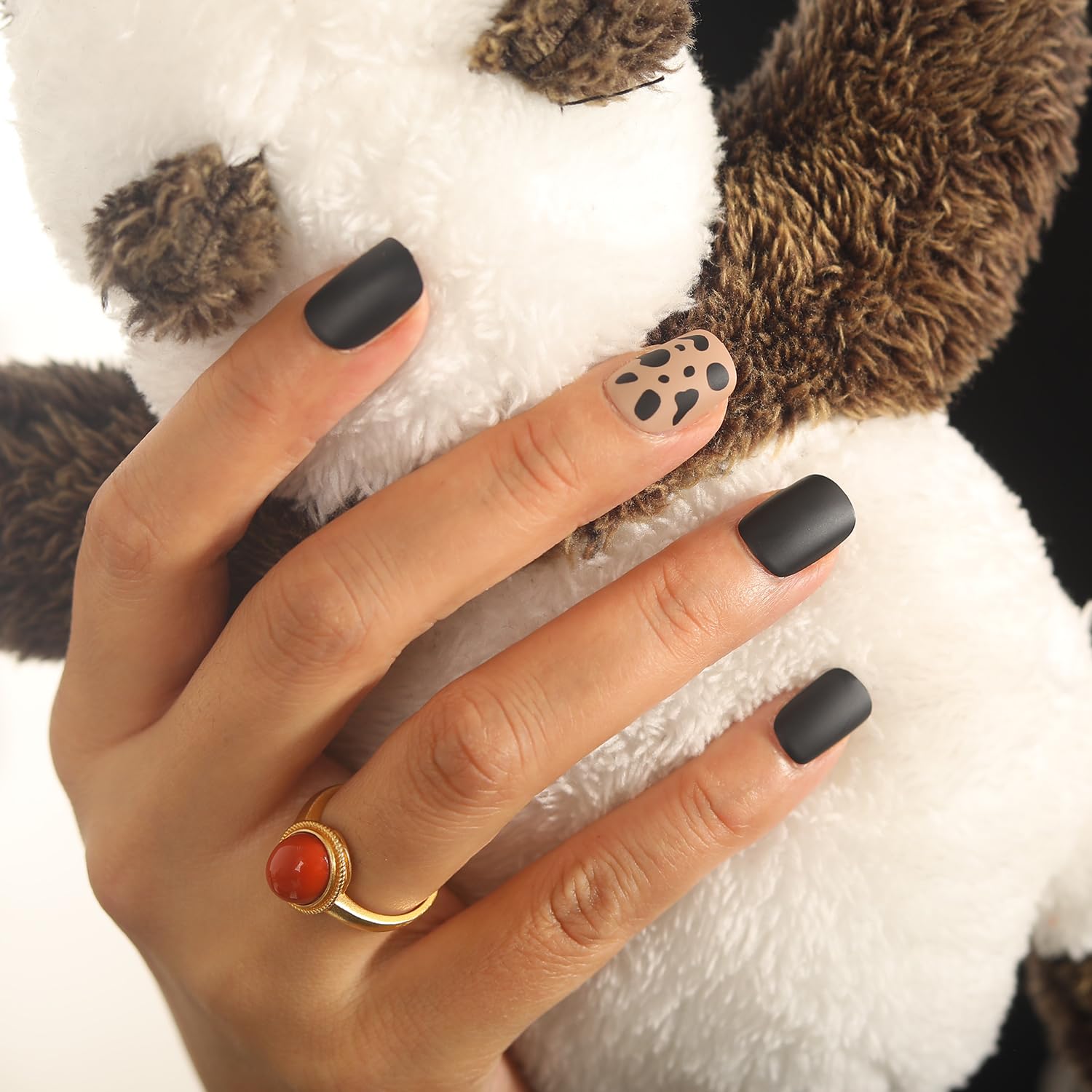 Amazon.com: 48 PCS Press On Nails, Short Square Leopard Print Contrast ...