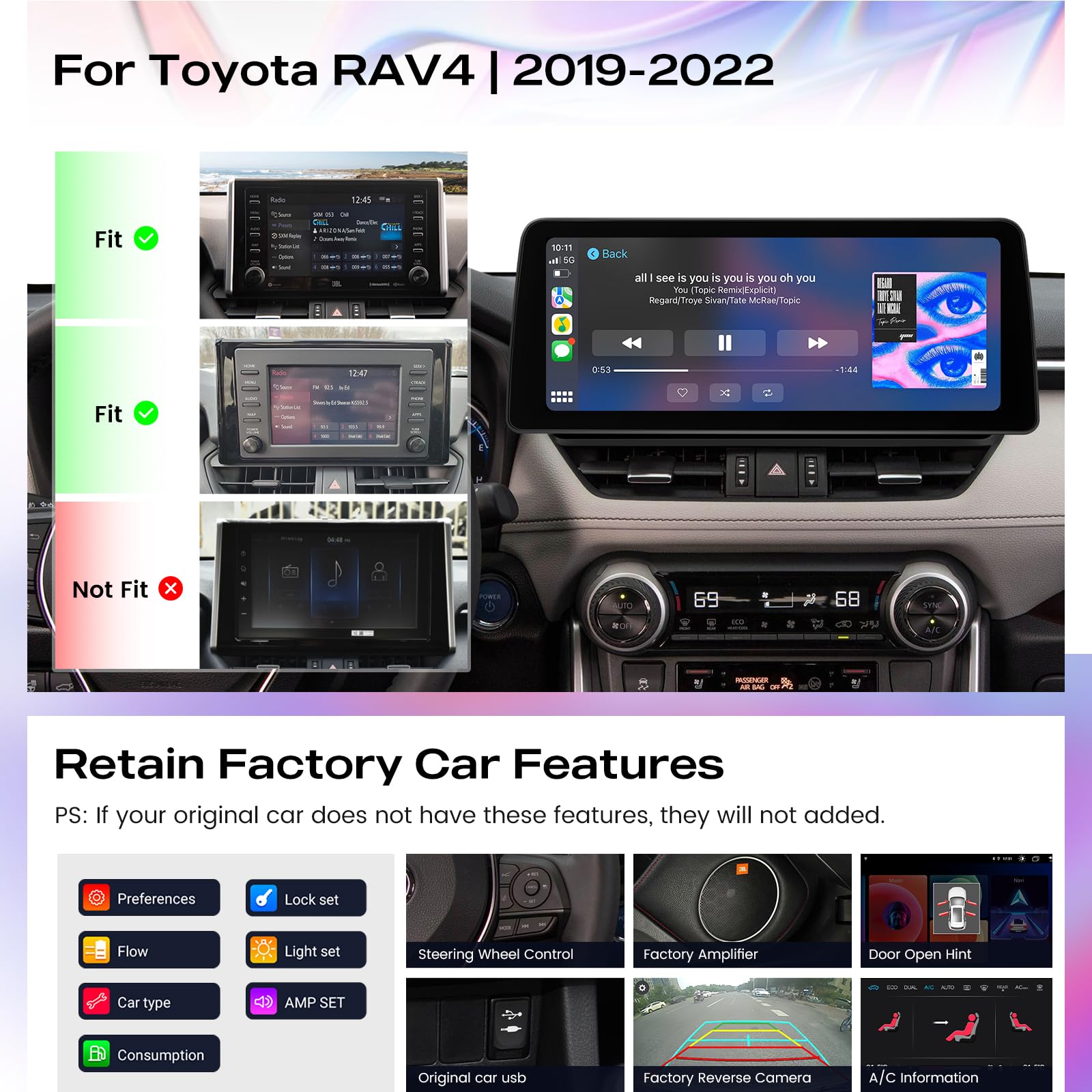 Snapklik.com : Roadanvi 12.3" 8GB+128GB Android Car Stereo For Toyota ...