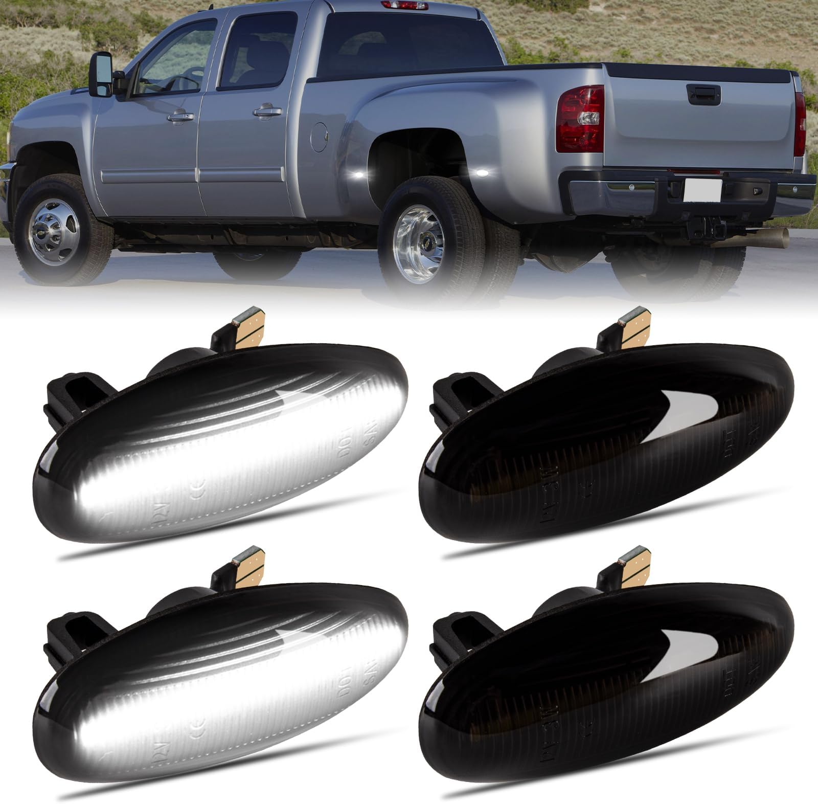 Amazon.com: Gempro White LED Dually Fender Side Marker Lights for 2001 ...