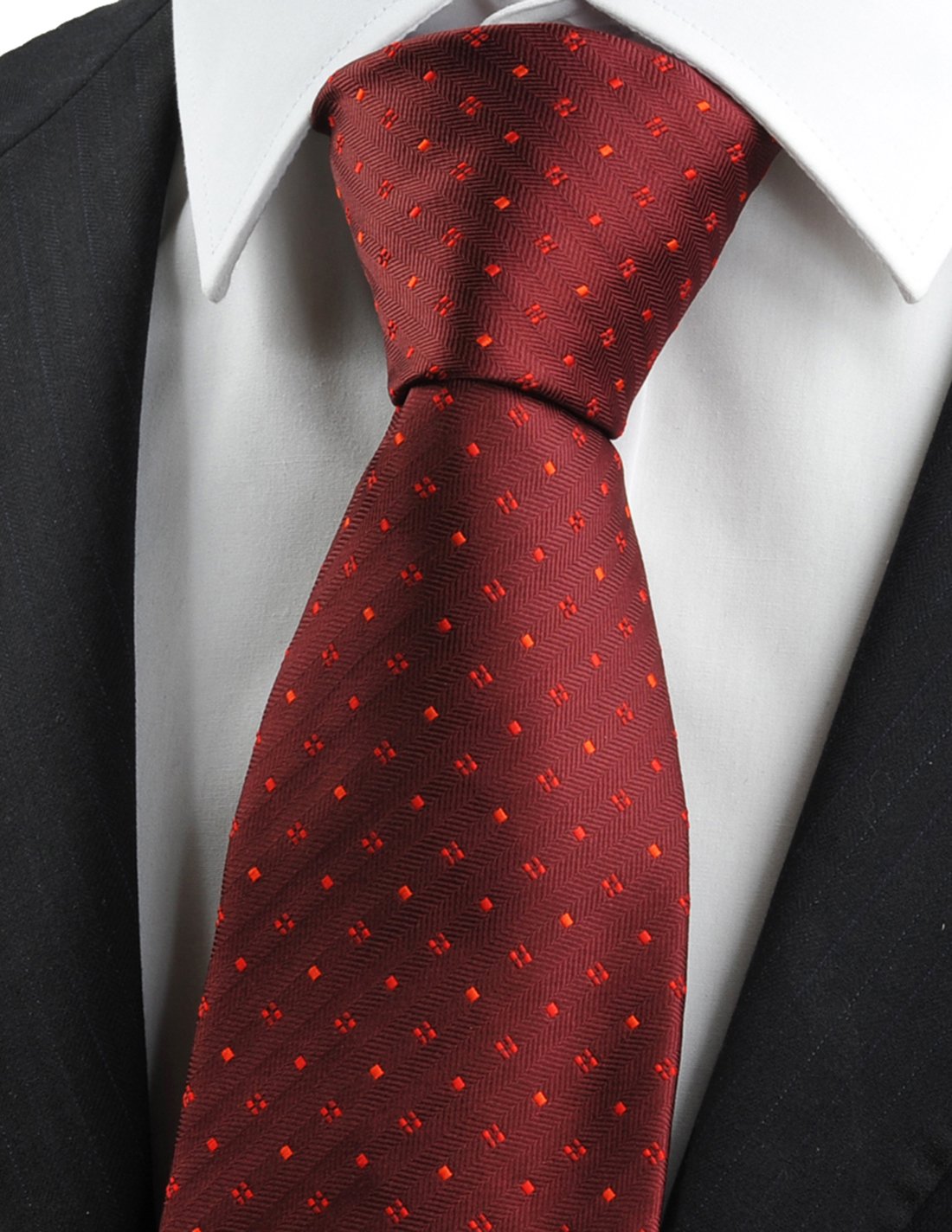 Snapklik.com : Ties For Men Burgundy Red Dots Necktie