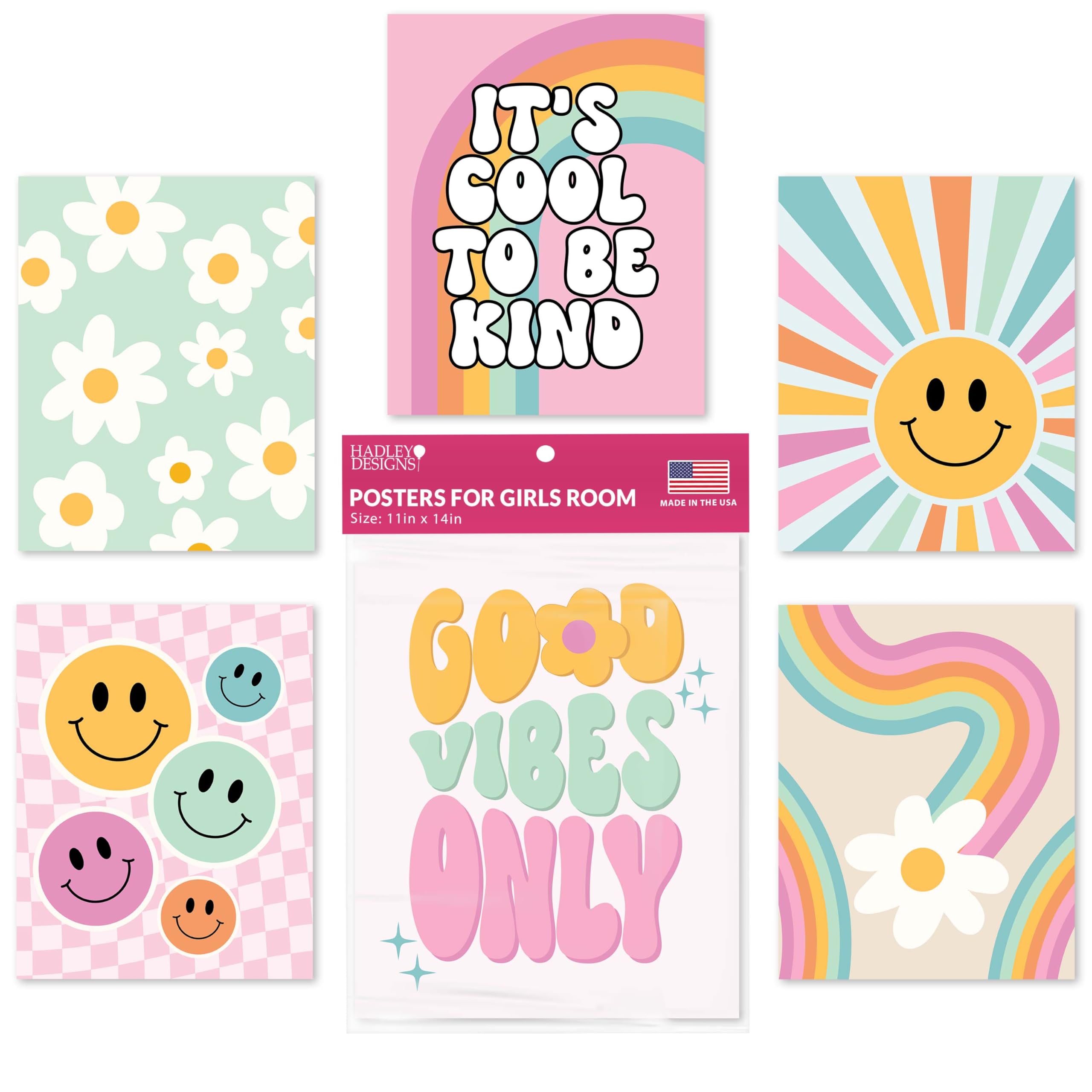 Amazon.com: 6 Retro Girls Room Wall Decor For Girls Bedroom - Groovy ...