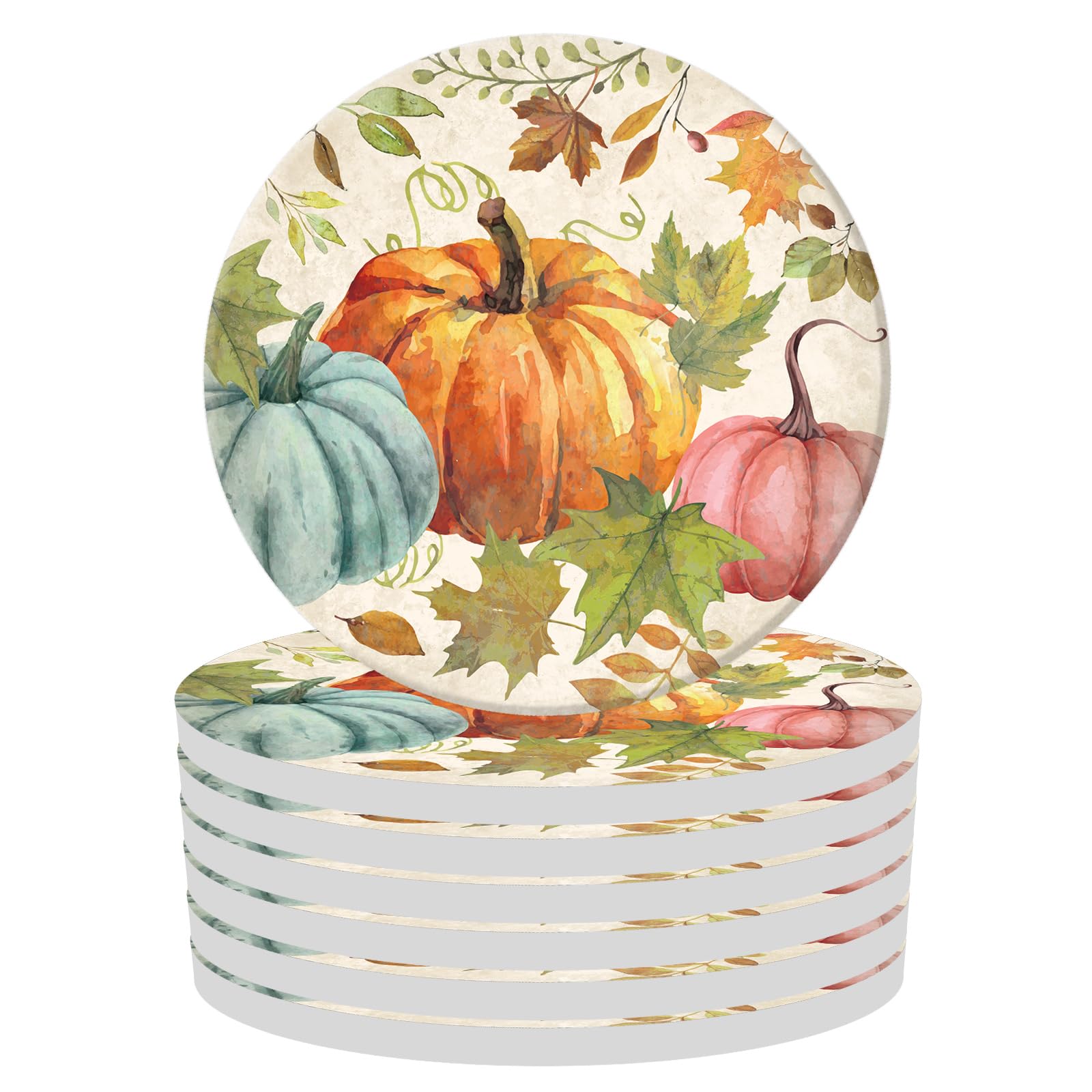 Amazon.com: Whaline Fall Thanksgiving Coaster Set of 6 Watercolor ...