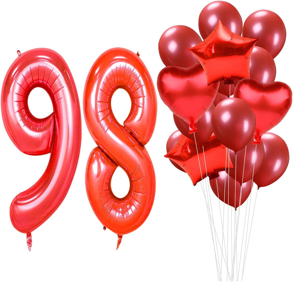 Amazon.com: MAGJUCHE 40 Inch Red 98th Birthday Helium Jumbo Digital ...