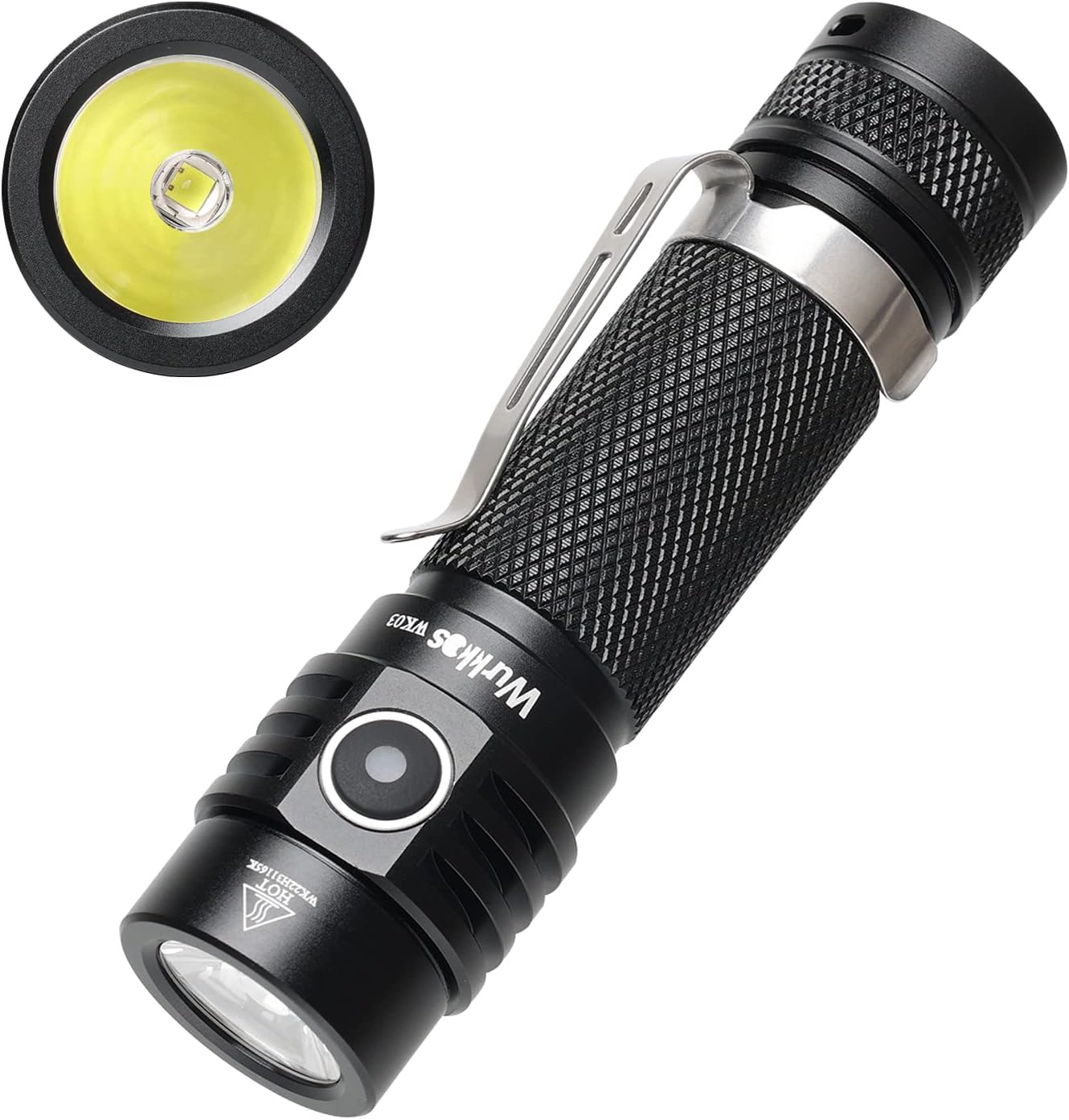 Wurkkos WK03 Pocket Flashlight LED Rechargeable, Super Bright 1800 ...