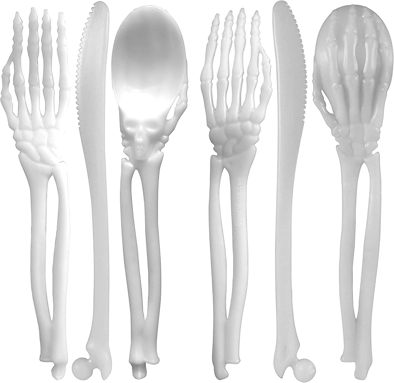 Amazon.com: BoneWare Skeleton Shaped Plastic Silverware Plasticware Set ...