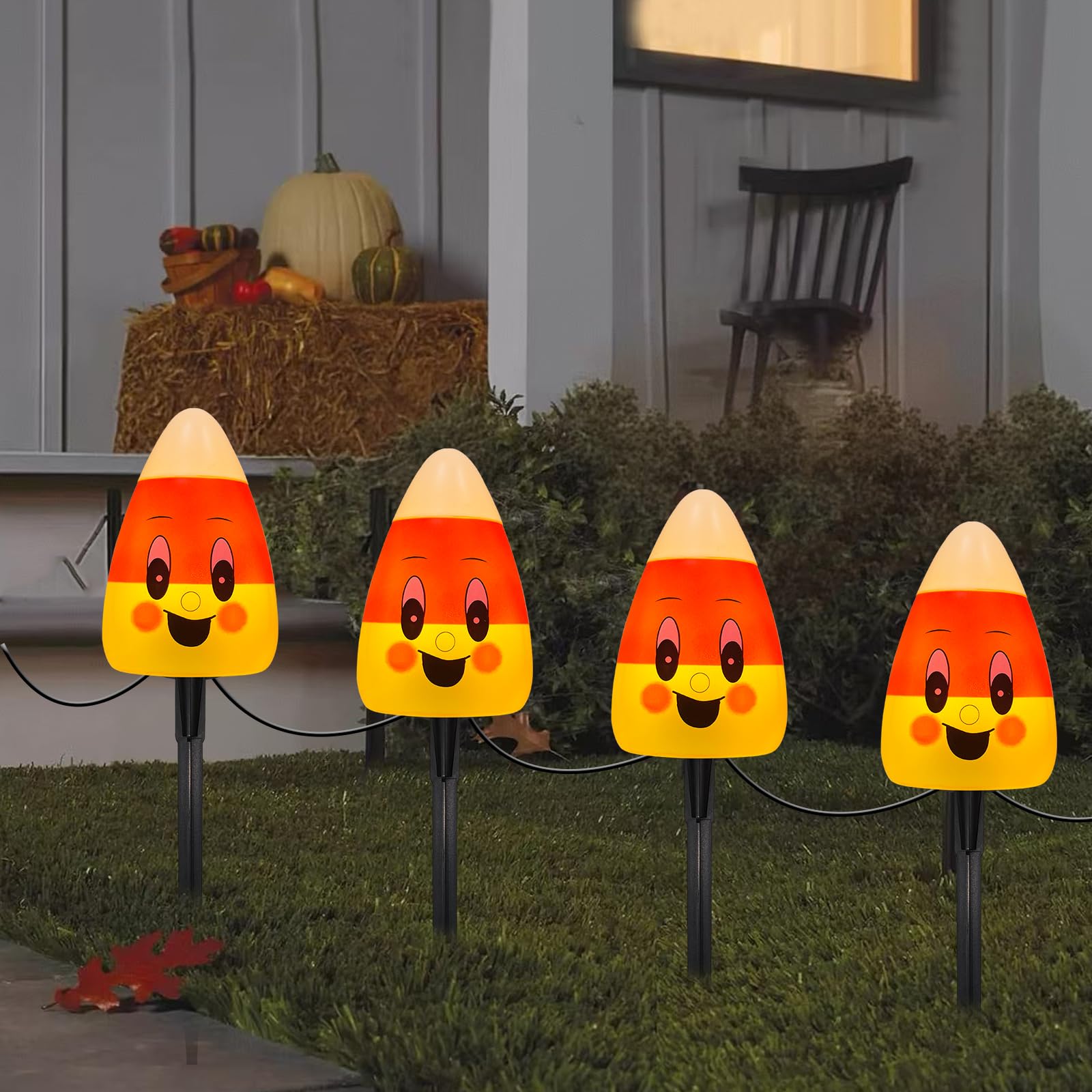 Amazon.com : Halloween Candy Corn Pathway Lights Outdoor, 7Ft C7 LED Halloween Decorations Candy ...