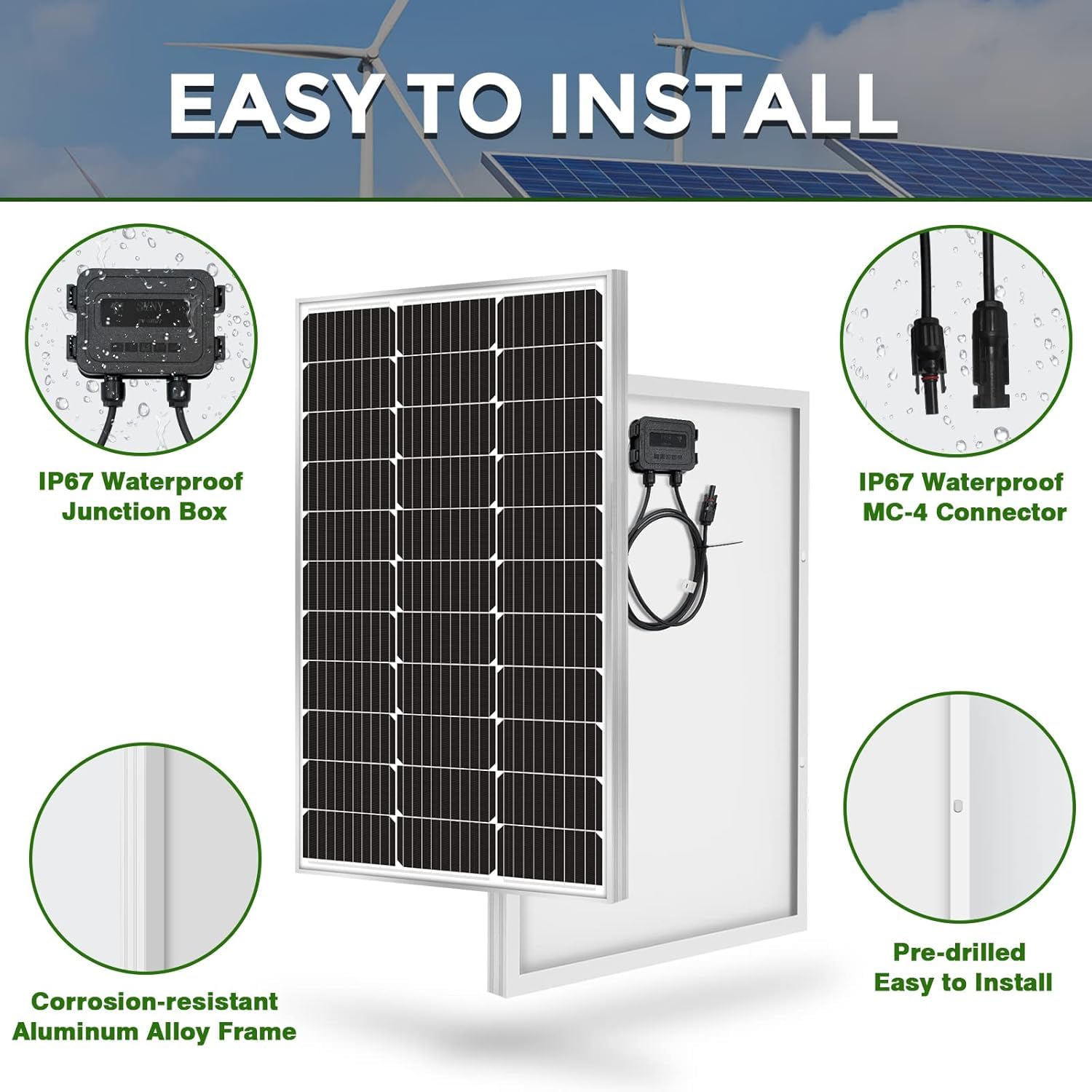 Snapklik.com : 300 Watt Solar Panel, 23% Monocrystalline High-Efficiency PV Module Cell 12V ...