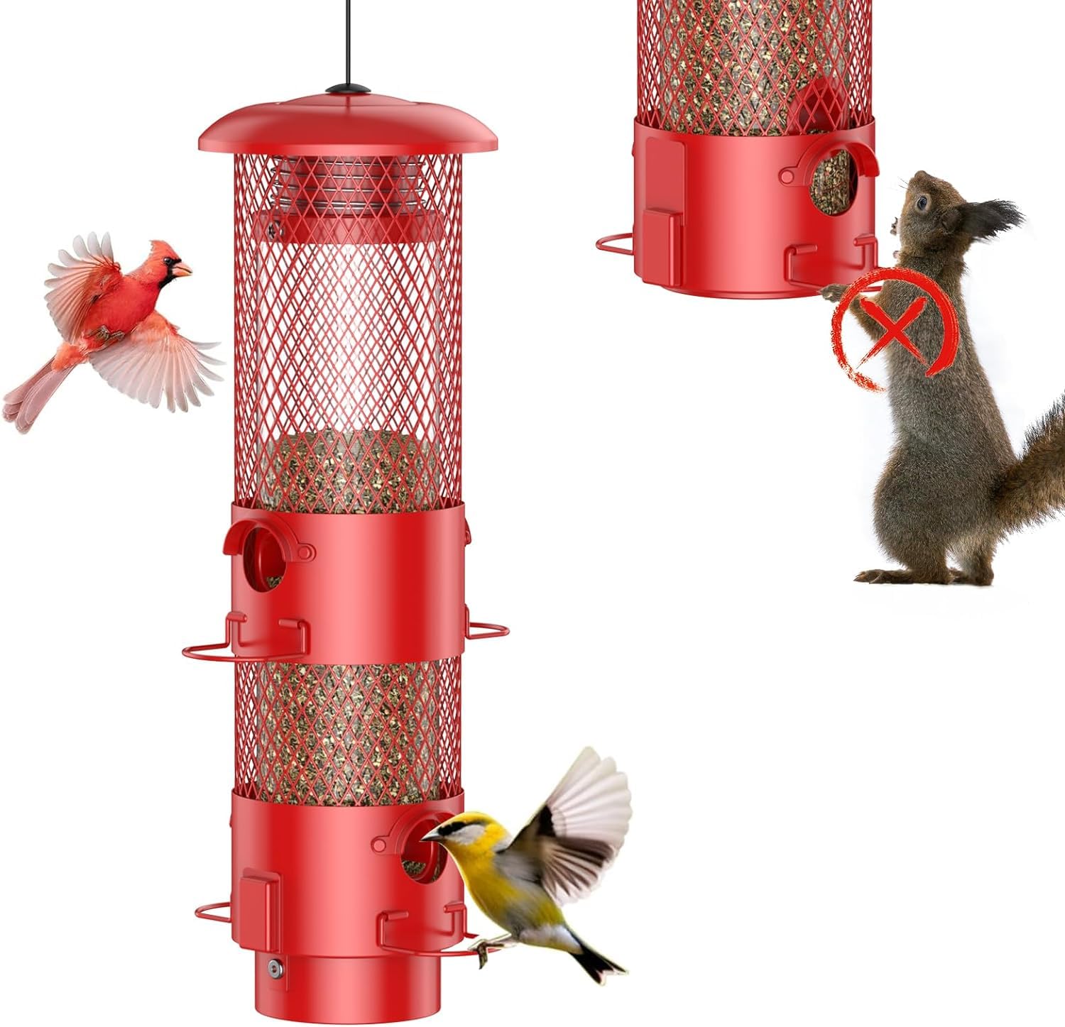 Hanging Bird Feeders for Outdoors Squirrel Proof, Weight Activated ...