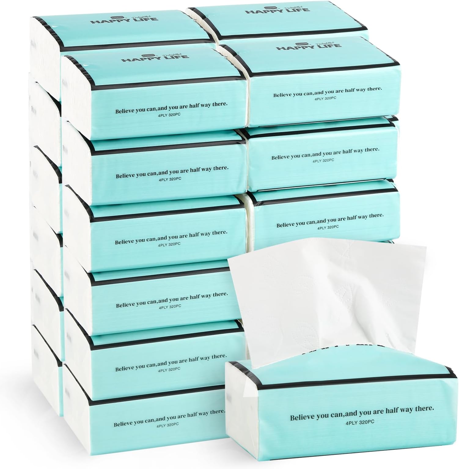 24 Pack Soft Facial Tissues - 4 Ply, 80 Sheets Per Pack - Unscented ...