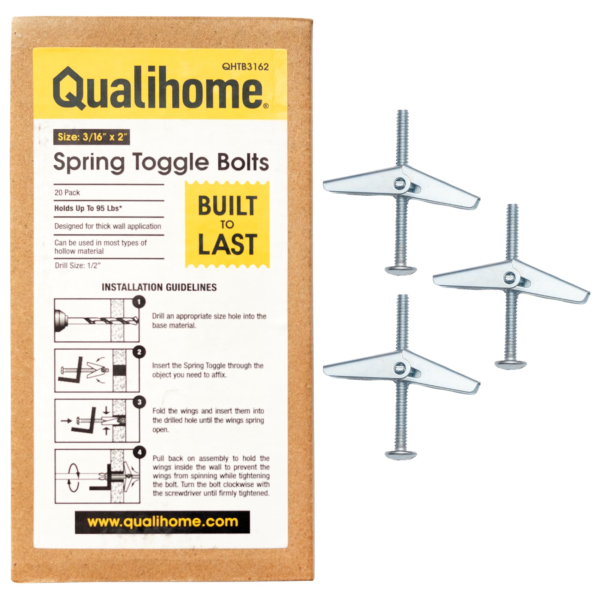Snapklik.com : QUALIHOME Spring Toggle Bolt Anchors - Heavy Duty Wall ...