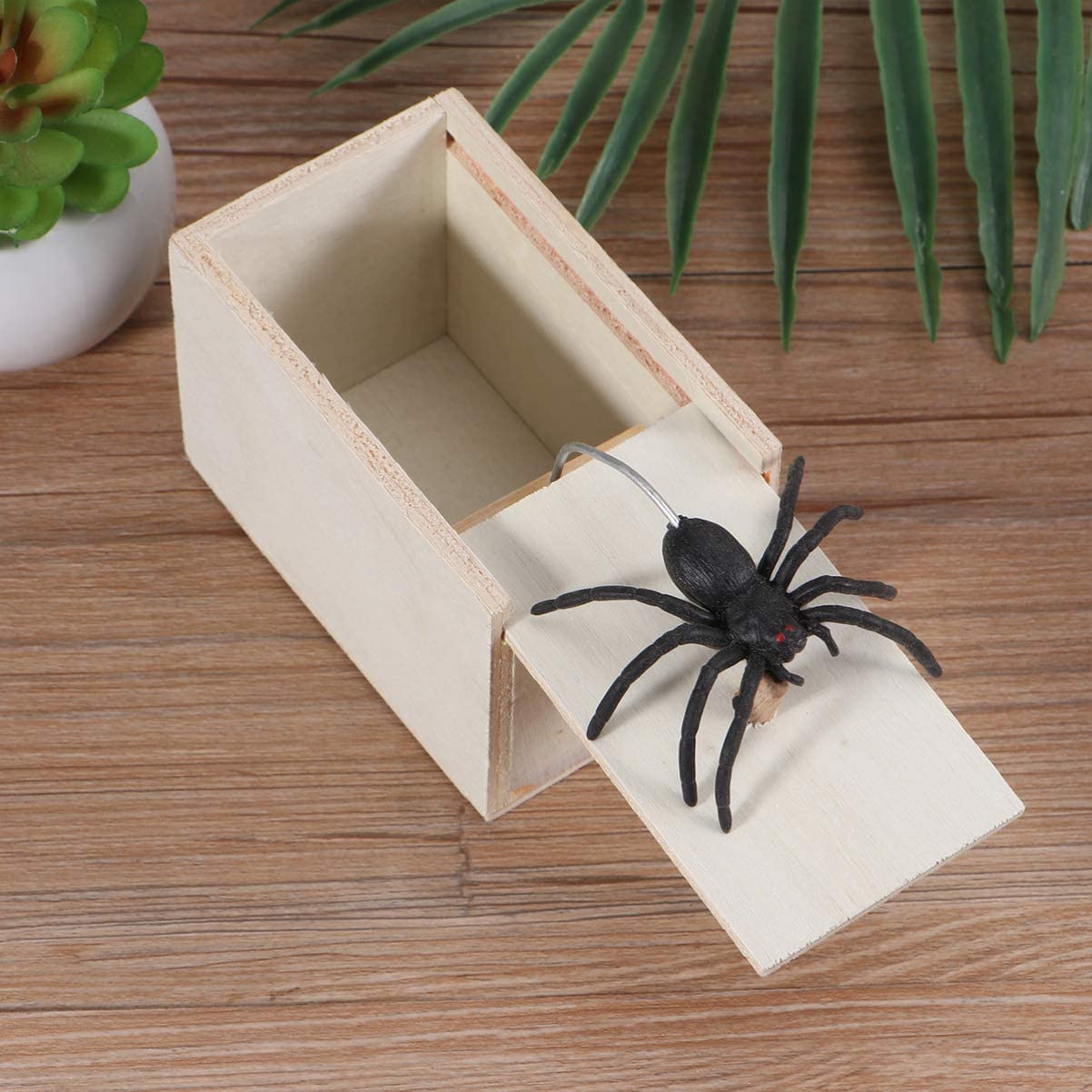 Dingm Rubber Spider Prank Scare Box Handcrafted Wooden Surprise Box ...